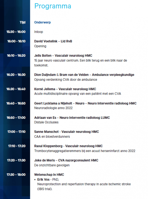 Neurologie symposium HMC: Acute neurovasculaire zorg anno 2022 | HMC